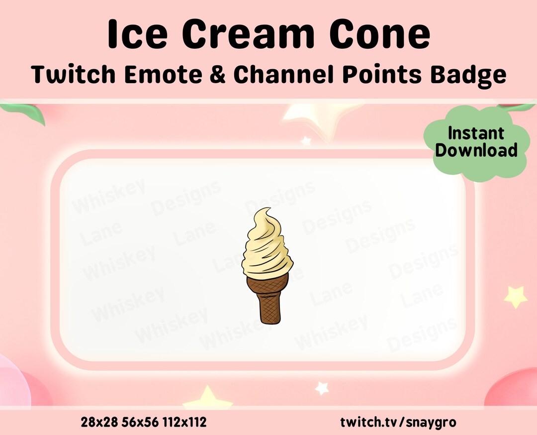 Retro Y2K Pastel Vanilla Ice Cream Cone Twitch Channel Points Badge and ...