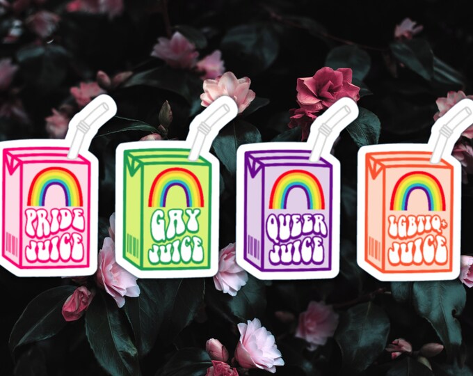 Rainbow Pride Juice Box Y2K Aesthetic Waterproof Vinyl Die Cut Stickers ...