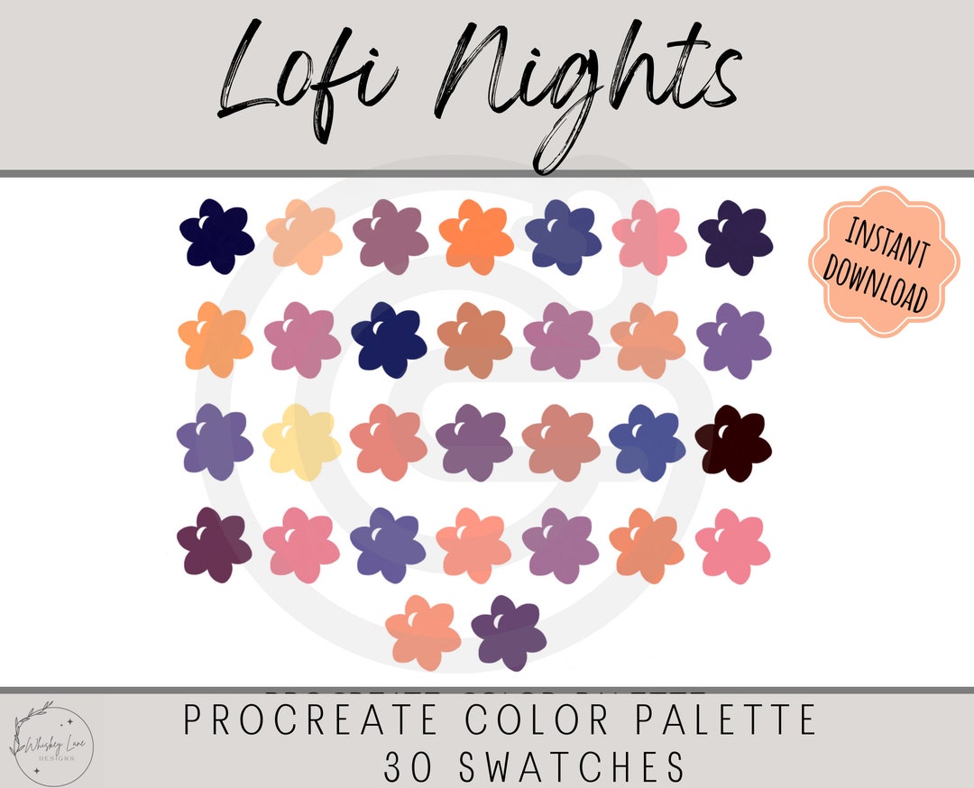 Procreate Color Palette - Color Swatches - Lofi Nights - Orange and ...