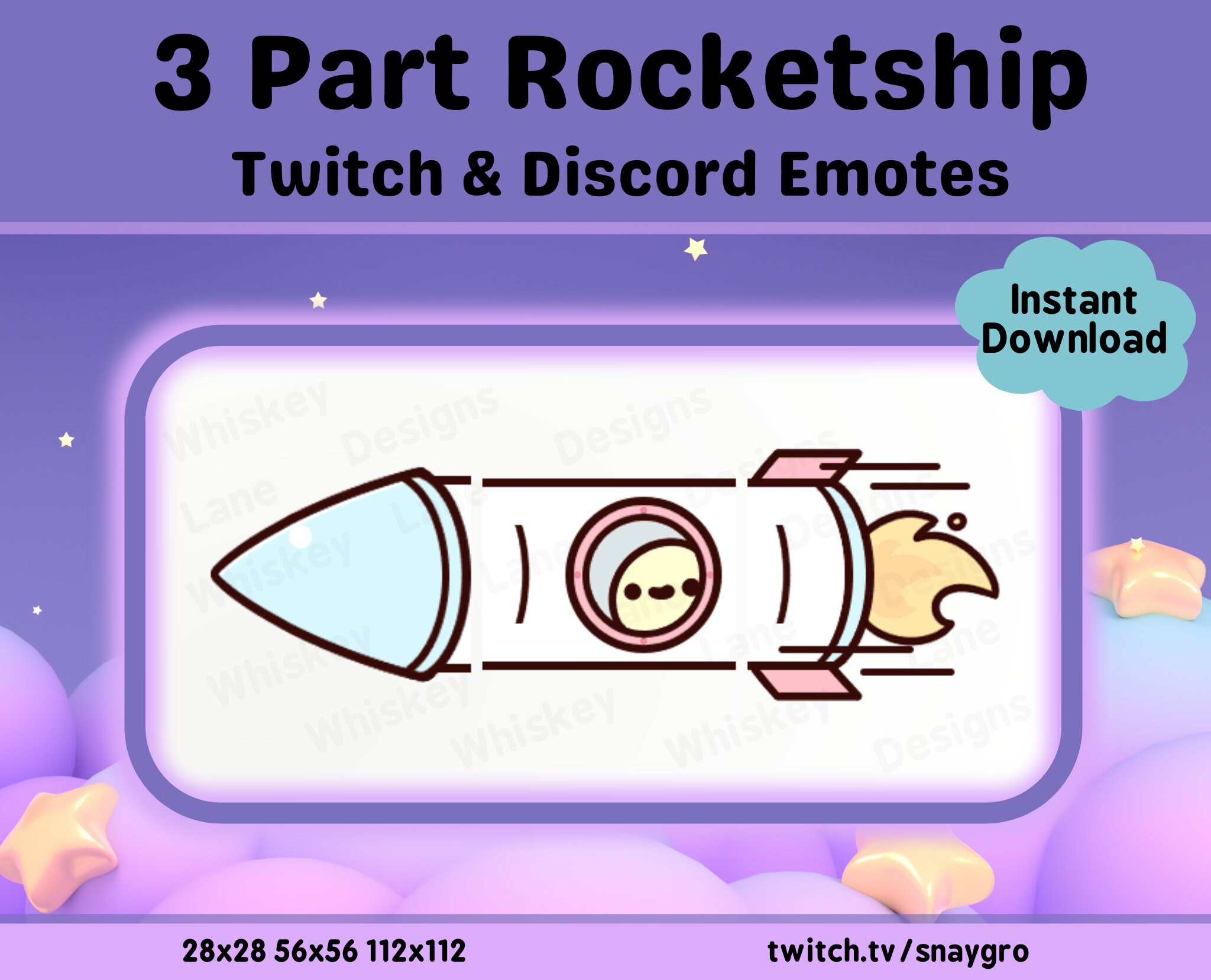Multi Part White Space Rocketship Blob Twitch & Discord Emotes - Etsy