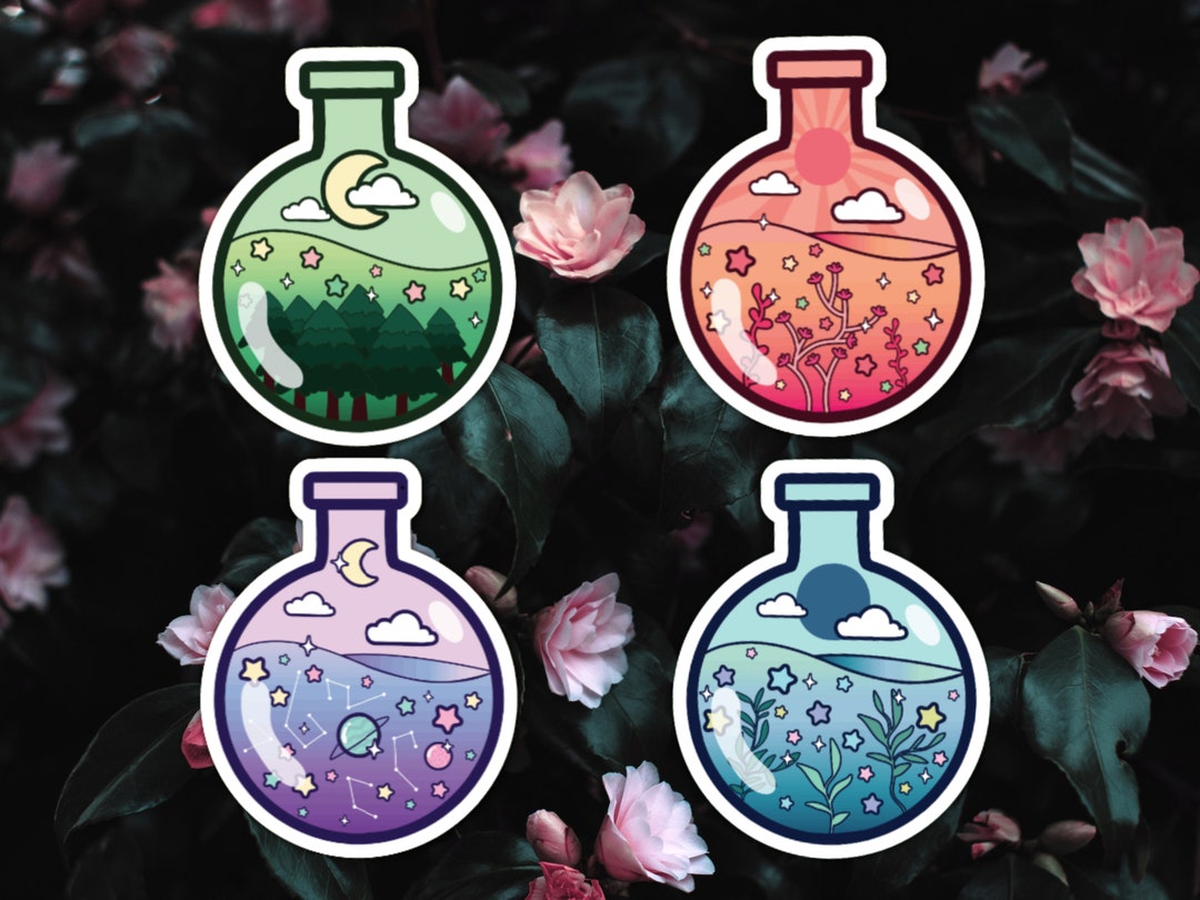 Dreamy Nature Potions Kawaii Aesthetic Waterproof Vinyl Die Cut ...