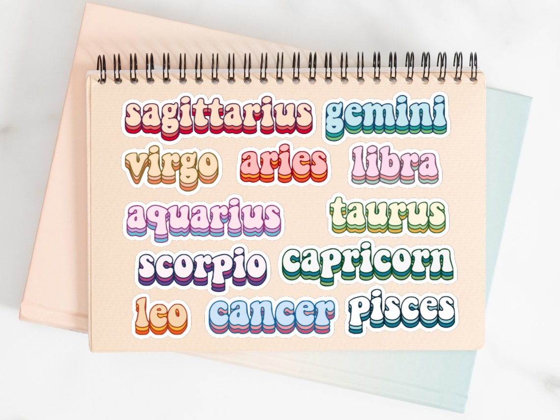90s Retro Font Zodiac Sign Stickers Astrology Horoscope - Etsy