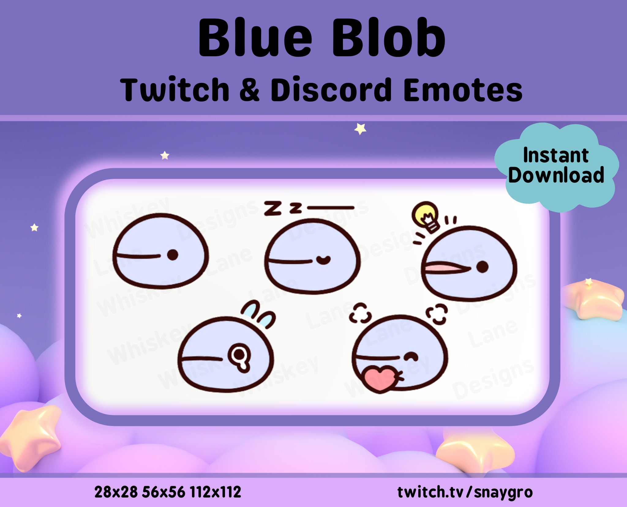 5 Pack Blue Blob Twitch & Discord Emotes - Etsy