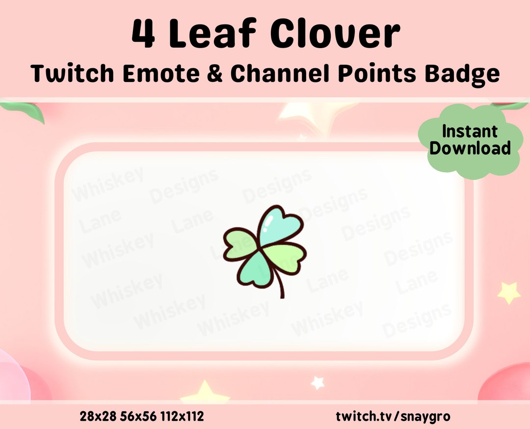 Cute Pastel Doodle Lucky Green Four Leaf Clover Twitch Channel Points ...