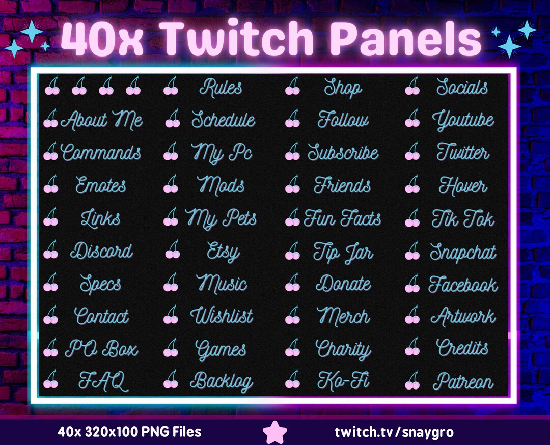 40 Premade Neon Lights Twitch Panels Neon Lights Twitch Assets ...
