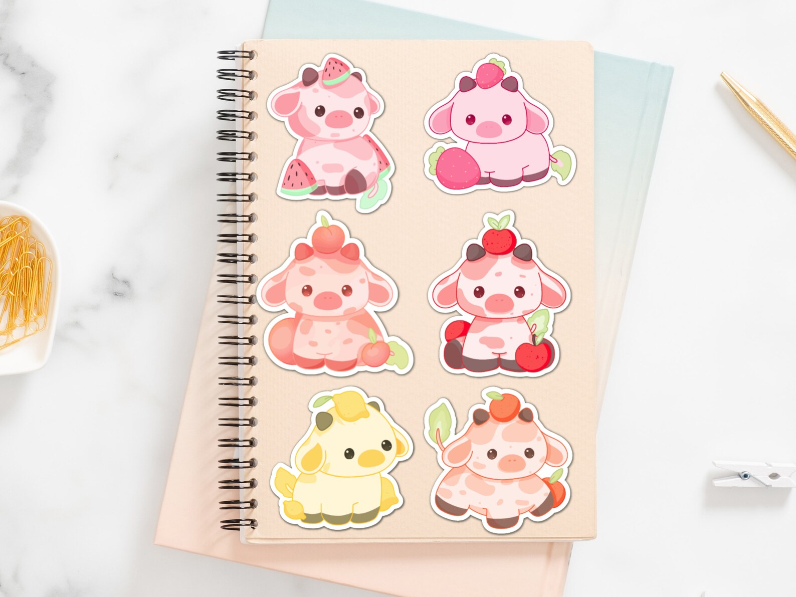 Kawaii Fruit Cows Aesthetic Stickers Vinyl Die Cut Sticker - Etsy