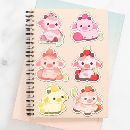 Kawaii Fruit Cows Aesthetic Stickers Vinyl Die Cut Sticker - Etsy