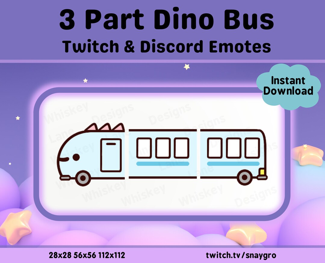 Multi Part Dinosaur Blue Bus Twitch & Discord Emotes - Car Subway Train ...
