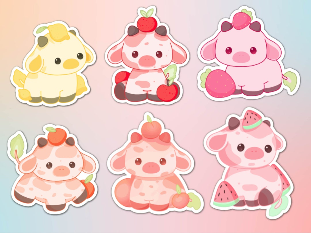 Kawaii Fruit Cows Aesthetic Stickers Vinyl Die Cut Sticker - Etsy