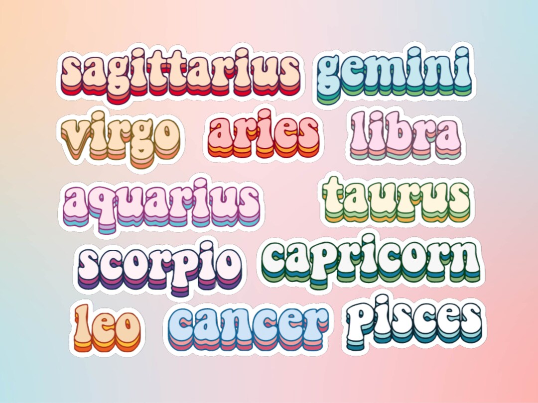 90s Retro Font Zodiac Sign Stickers Astrology Horoscope - Etsy