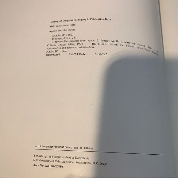 Apollo Over the Moon: A View From Orbit Harold Masursky 1978 ...