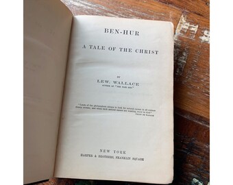 1880 Ben-hur A Tale of Christ First Edition by Lew Wallace Antique Book ...