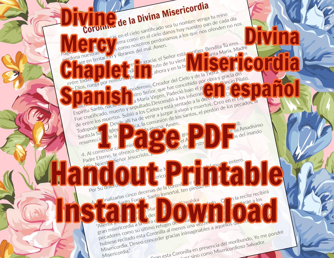 PRINTABLE How to Say Divine Mercy Chaplet in Spanish Divina - Etsy Hong ...