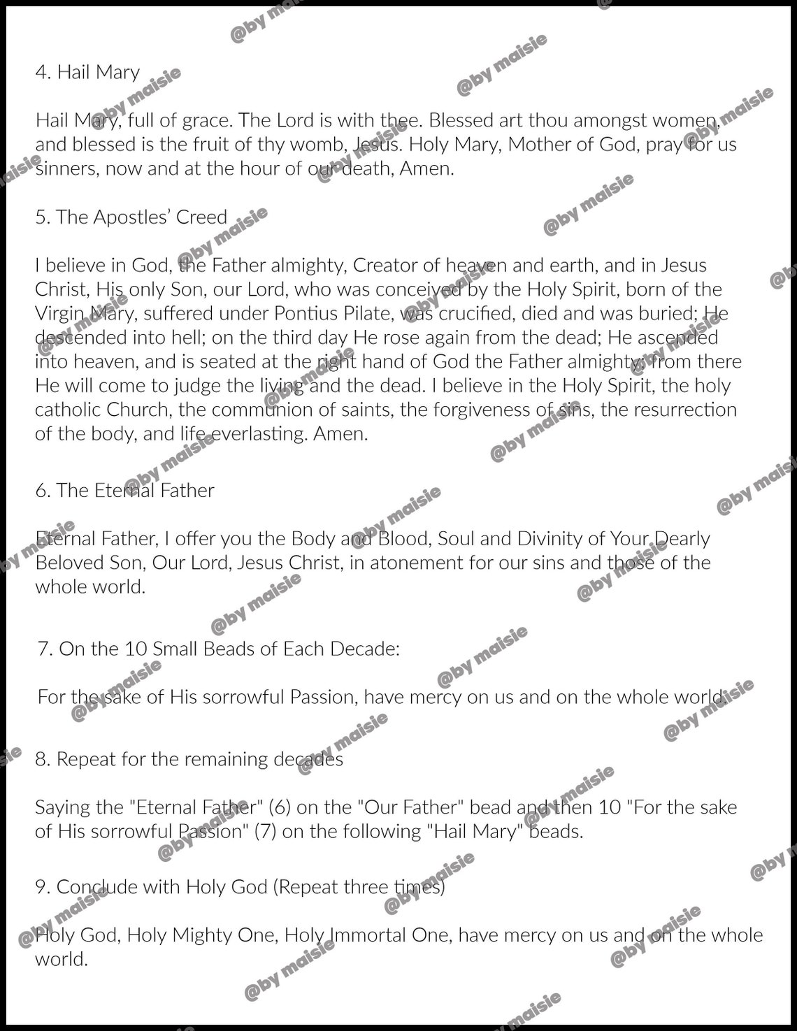 PRINTABLE How to Say Divine Mercy Chaplet Divine Mercy - Etsy