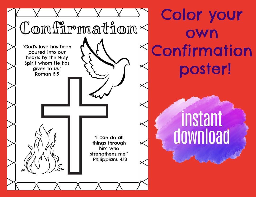 Confirmation Coloring Poster Page Confirmation Poster - Etsy