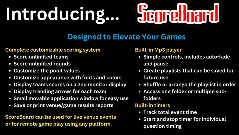 Scoreboard Game Scoring Software for Windows - Etsy