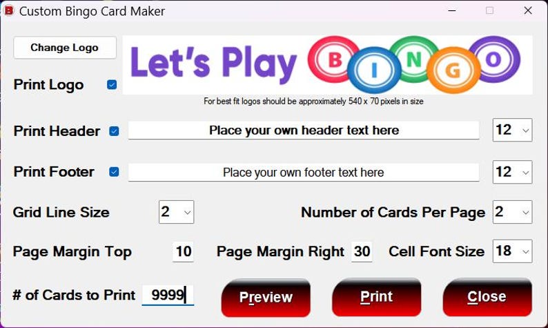 Custom Bingo Card Maker for Windows (american Bingo) - Etsy