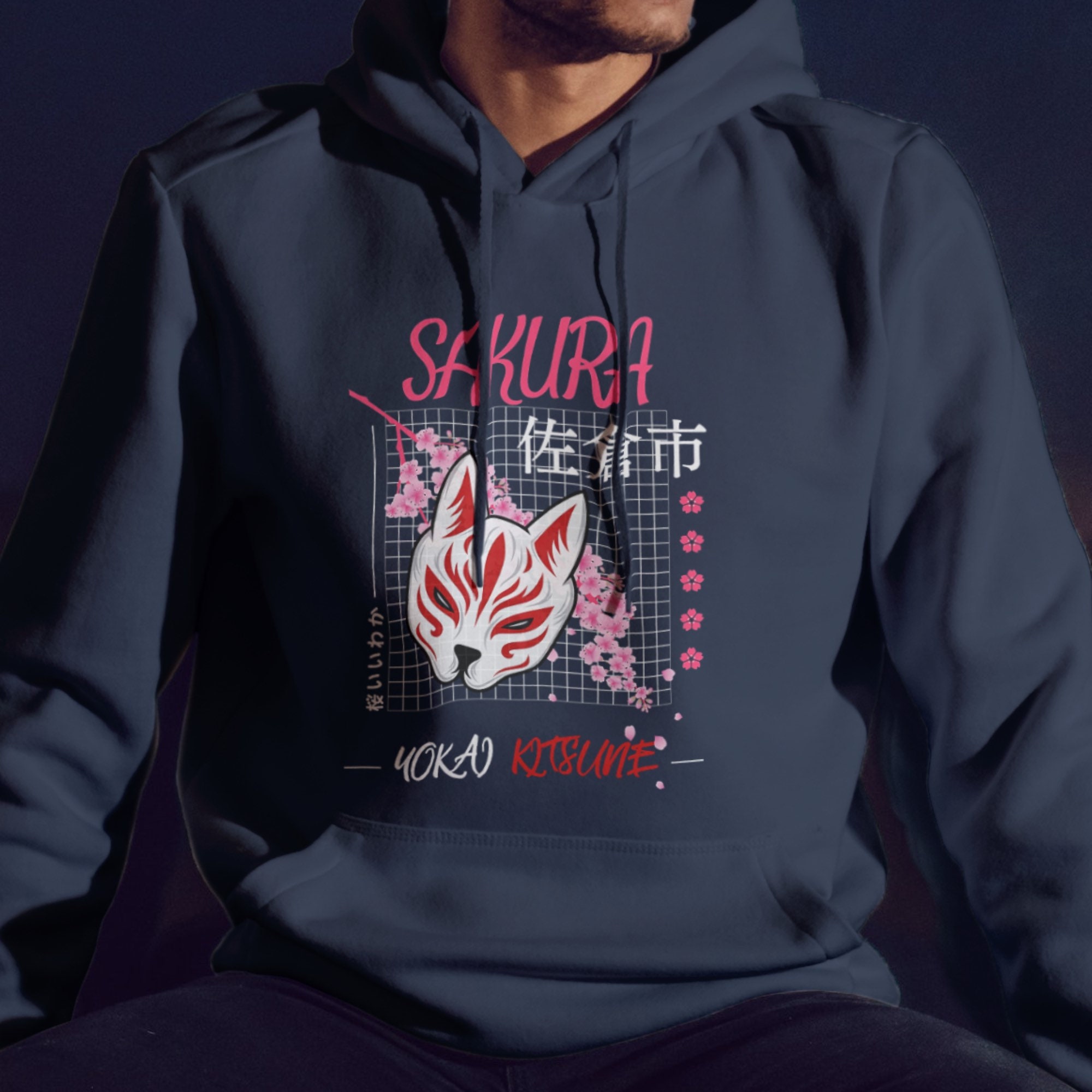 Kitsune Mask Japanese Hoodie, Japan Sakura Hoodie, Harajuku Style ...
