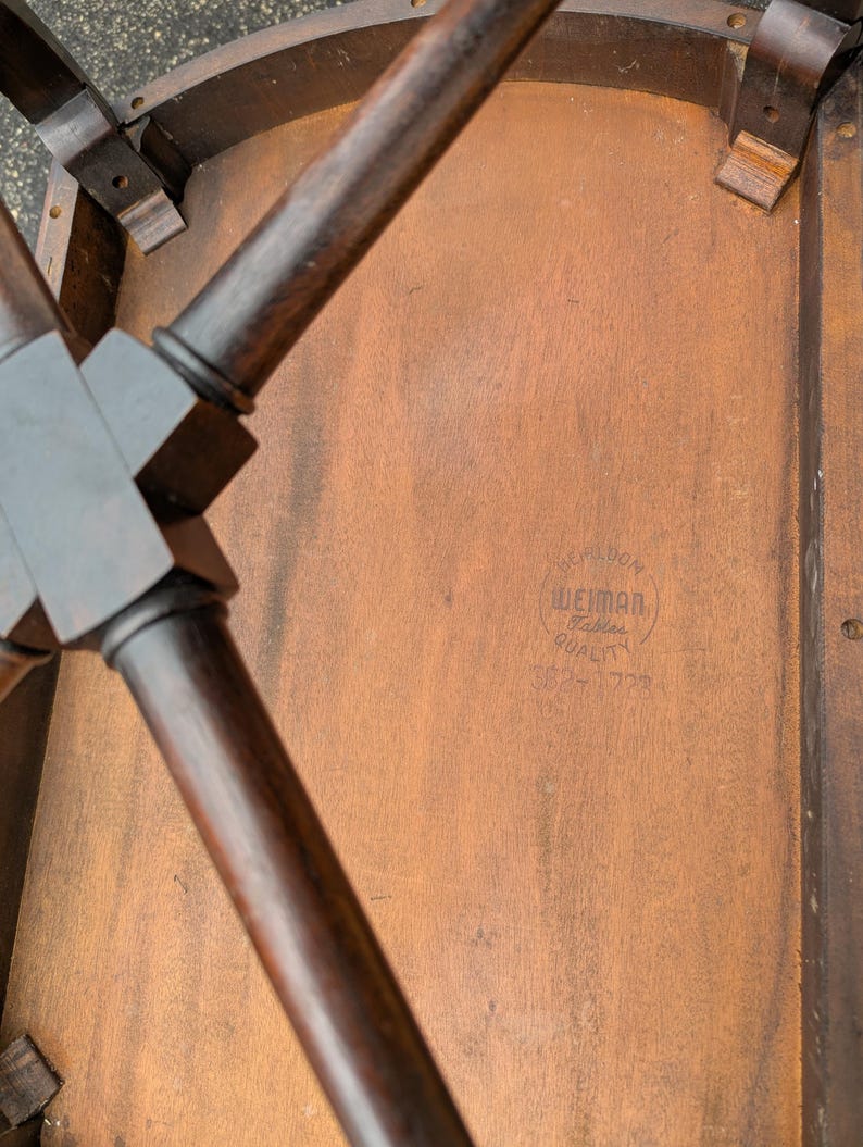 Vintage Weiman Occasional "heirloom" Leather-top Mahogany Table Model ...