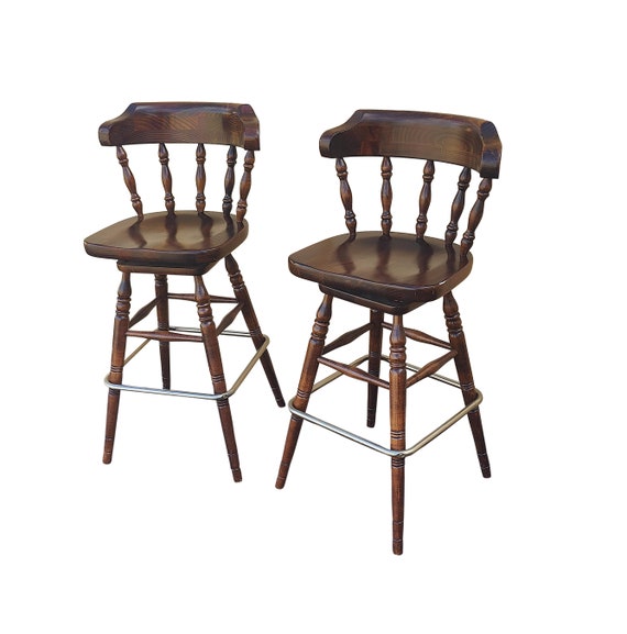 Vintage Ethan Allen Bar Stool a Pair Etsy