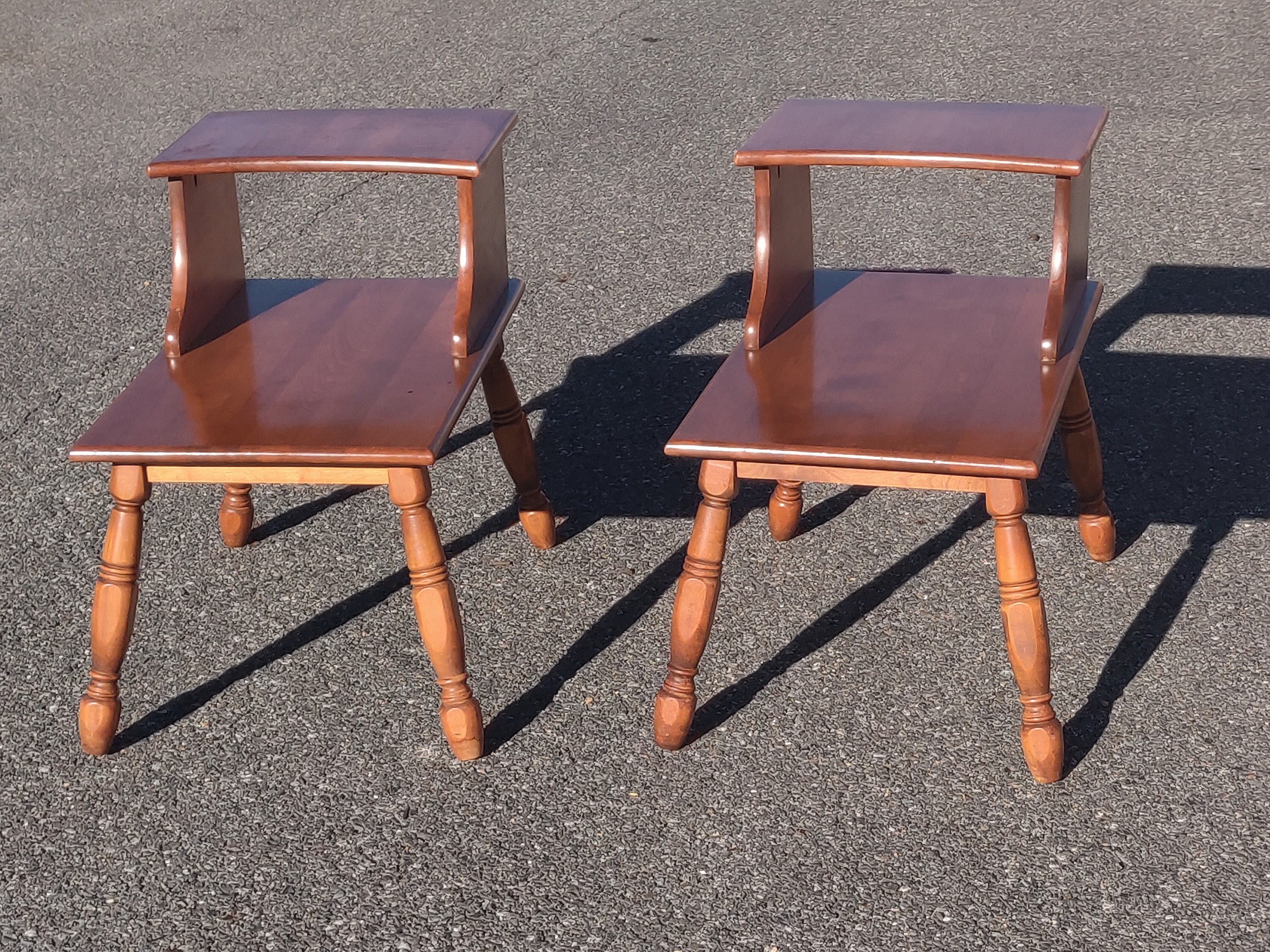 Mid 20th Century Pair Vintage Maple Colonial Style Step End Tables - Etsy