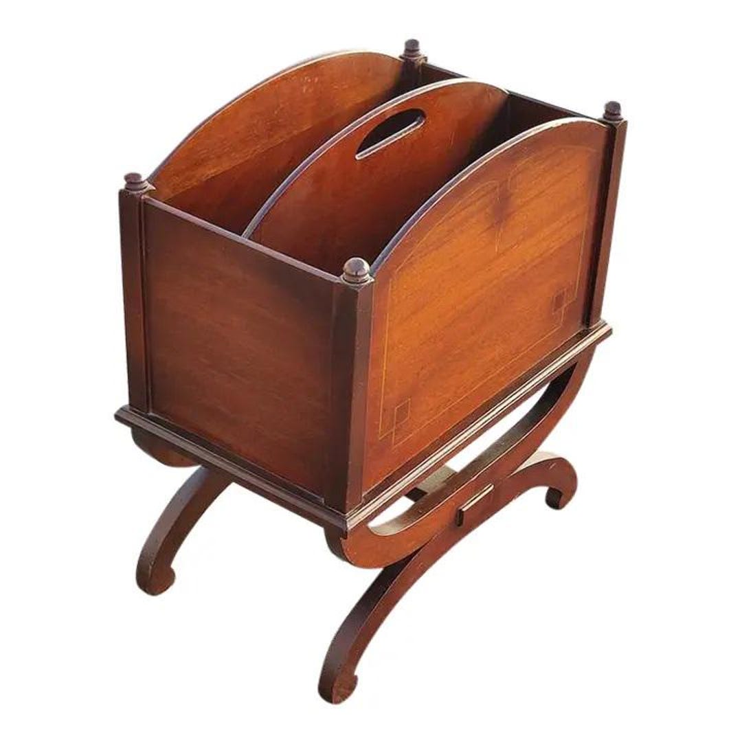 Mid 20th Century Vintage Ferguson Bros Wood Magazine Rack Book ...