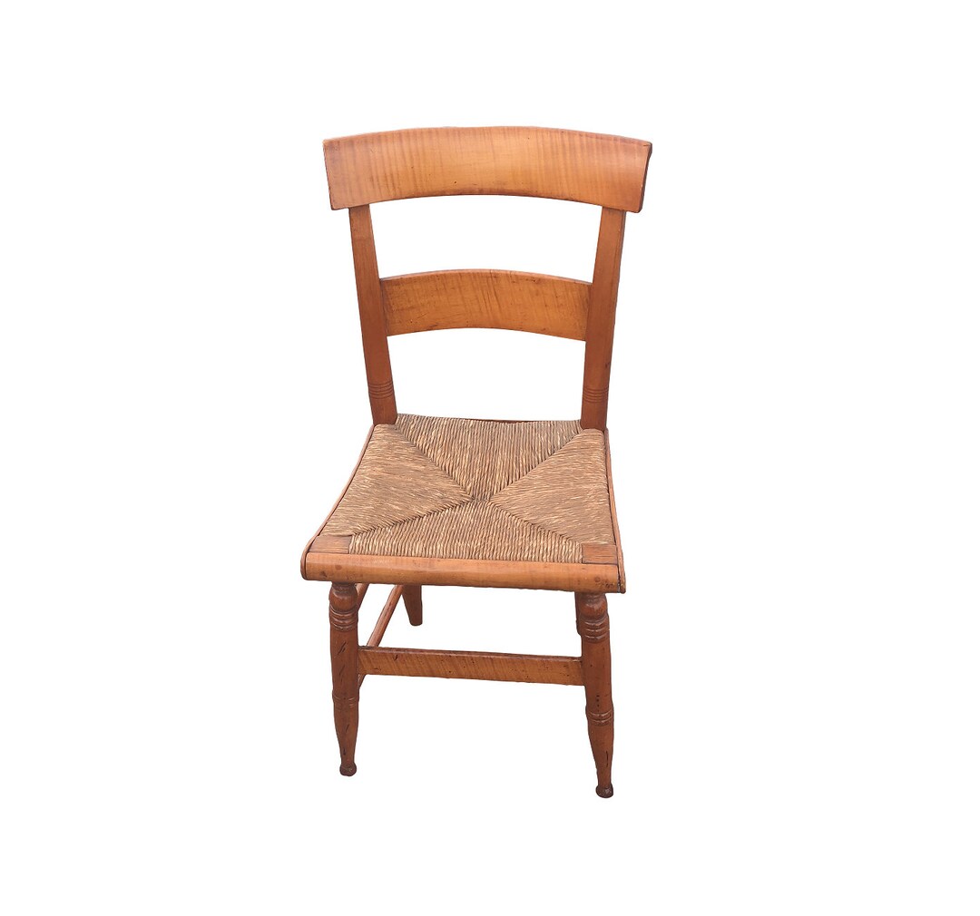 Mid 20th Century Maple Side Chair With Rush Seat - Etsy