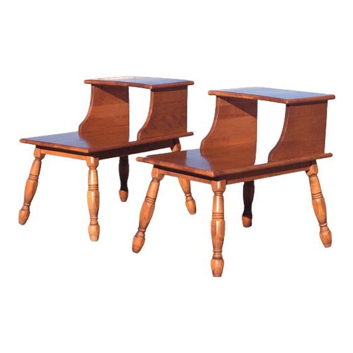 Mid 20th Century Pair Vintage Maple Colonial Style Step End Tables - Etsy
