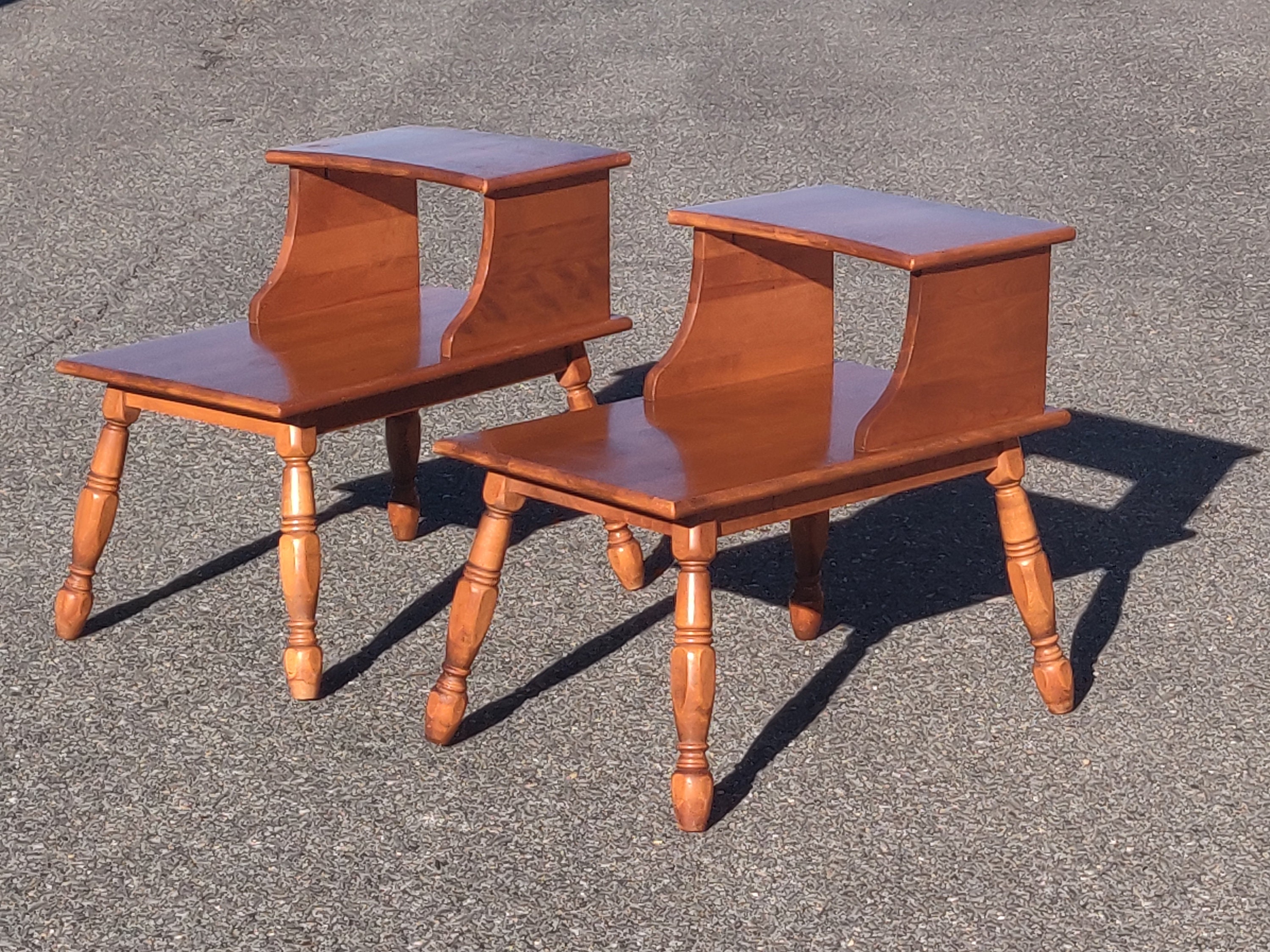 Mid 20th Century Pair Vintage Maple Colonial Style Step End Tables - Etsy