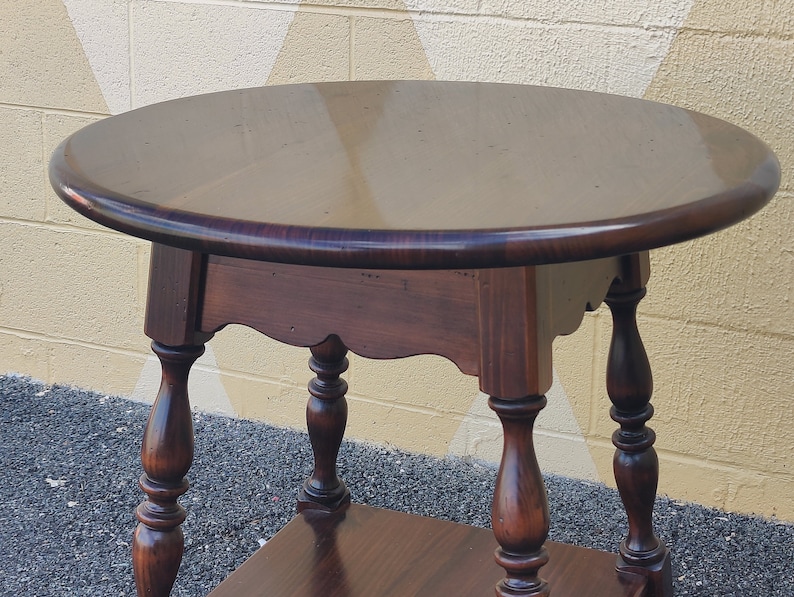 Vintage Ethan Allen Pine Round Side Table - Etsy