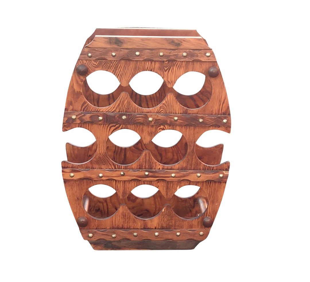 Vintage Wooden Barrel Shaped 10 Bottle Wine Rack - Etsy