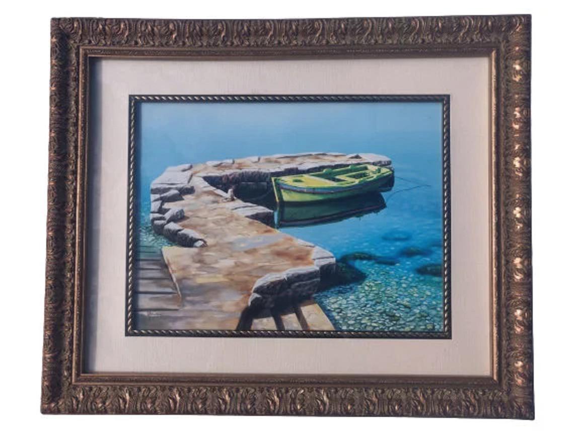 Vintage "little Pier" Print on Canvas and Framed by Artist Frane Mlinar ...