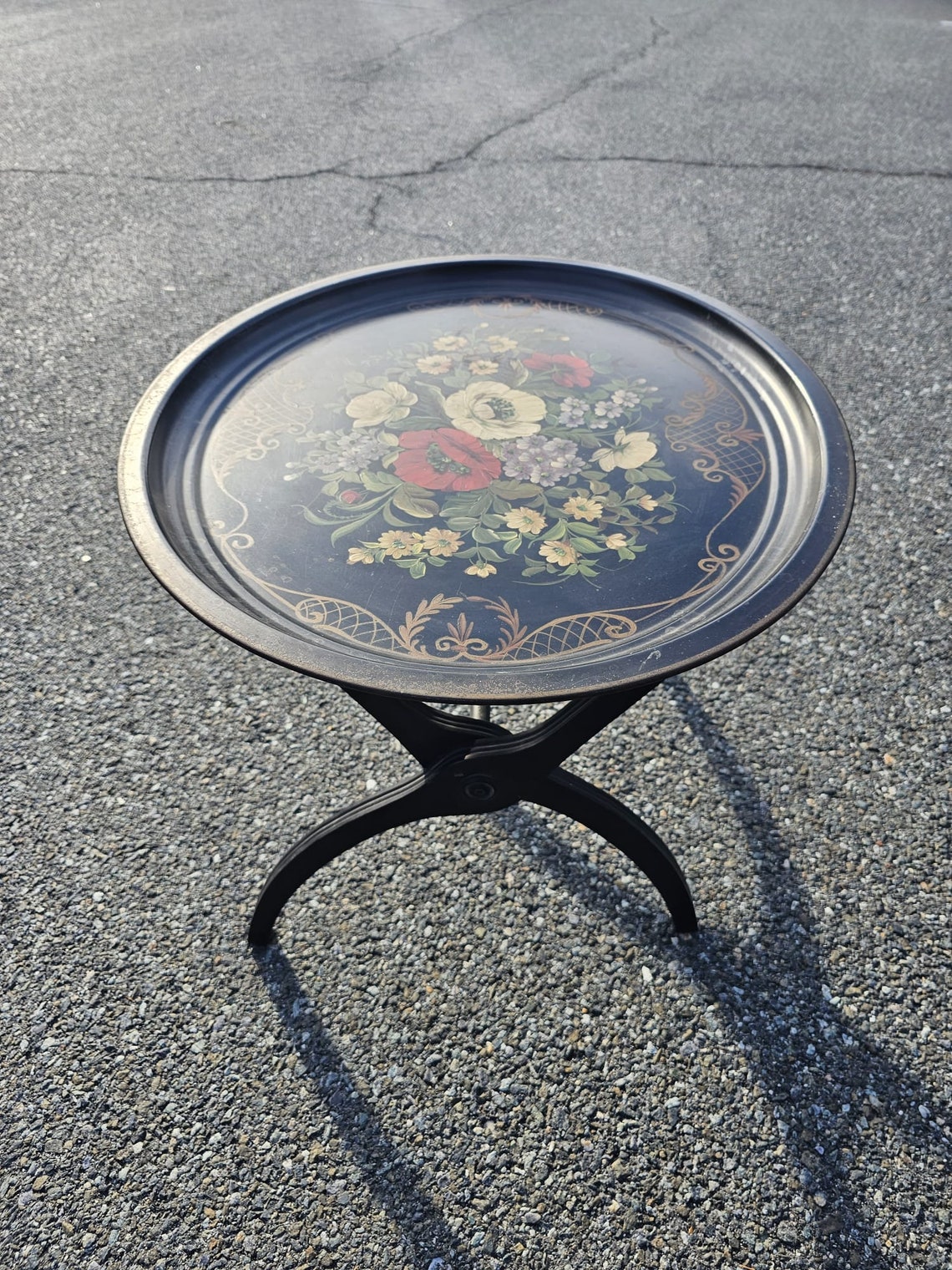 19th Century French Painted Tole Tray With Folding Stand - Etsy