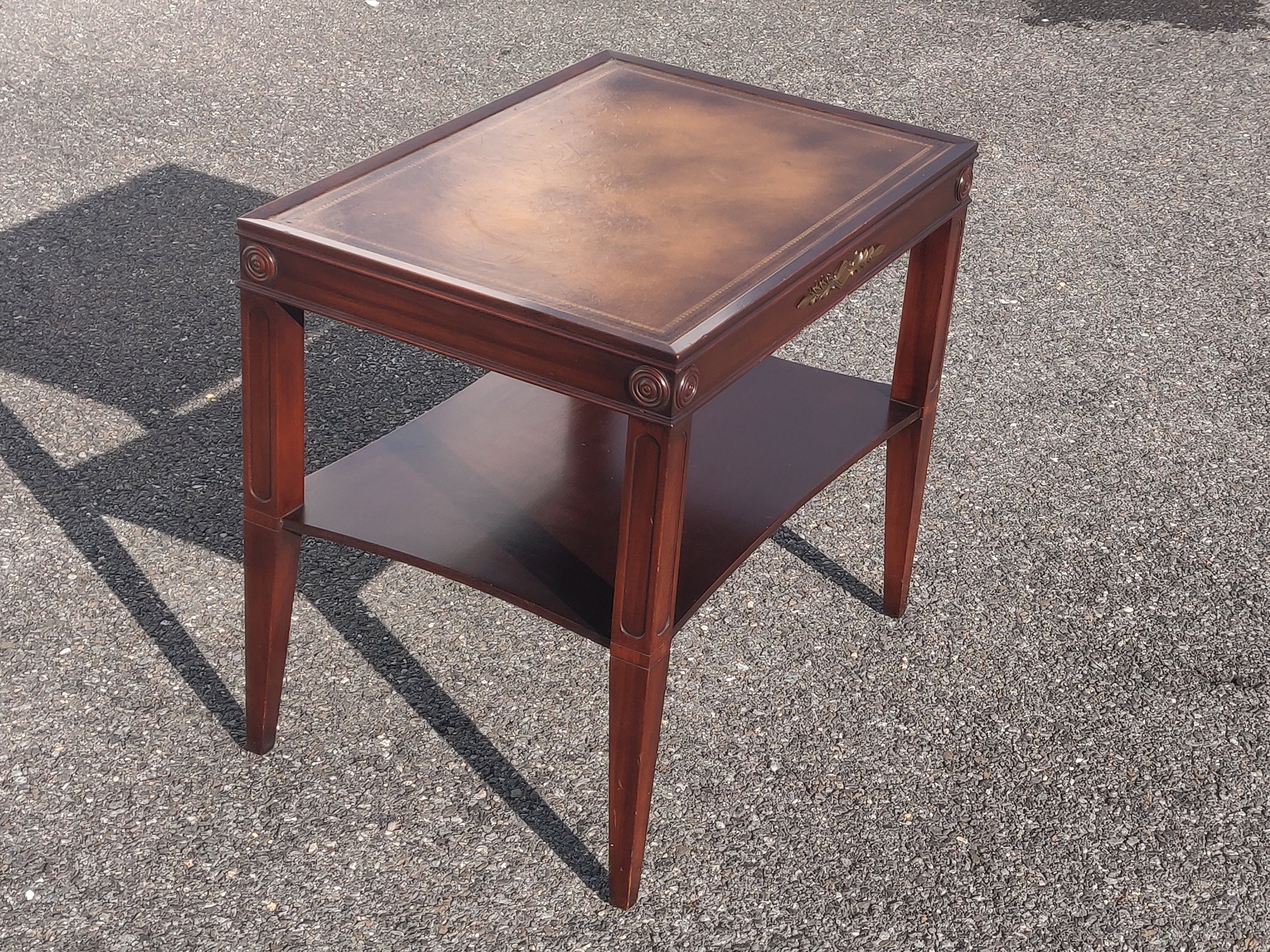 Stickley Furniture, Leather Top End Table - Etsy