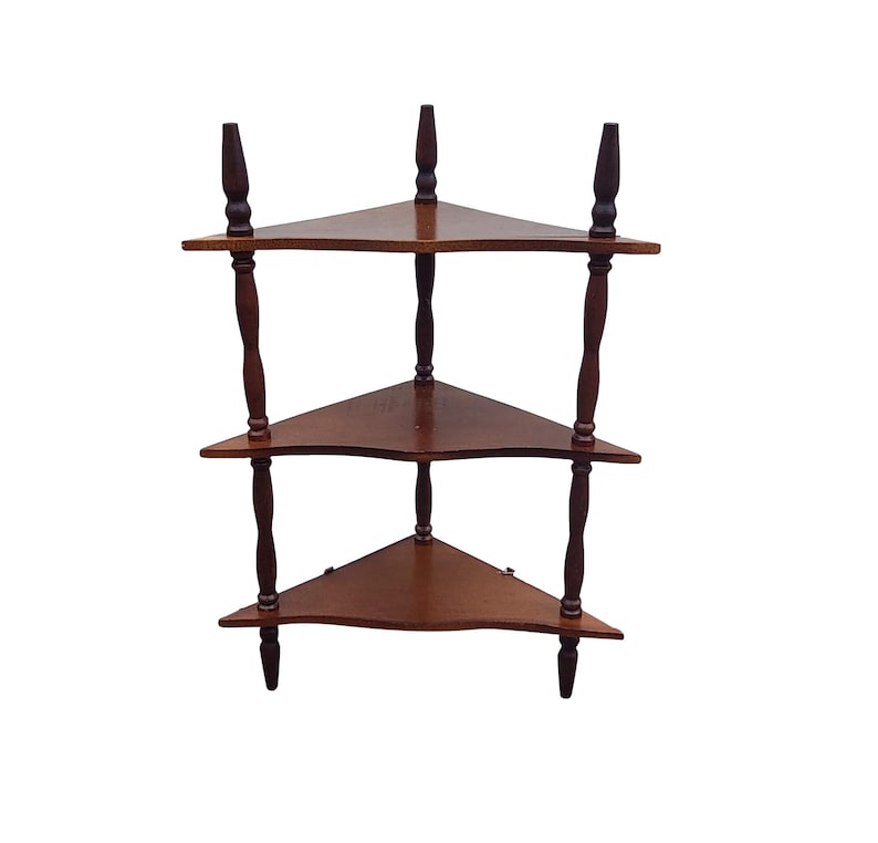Late 20th Century Vintage Wood Corner Shelf or Trinket Display - Etsy