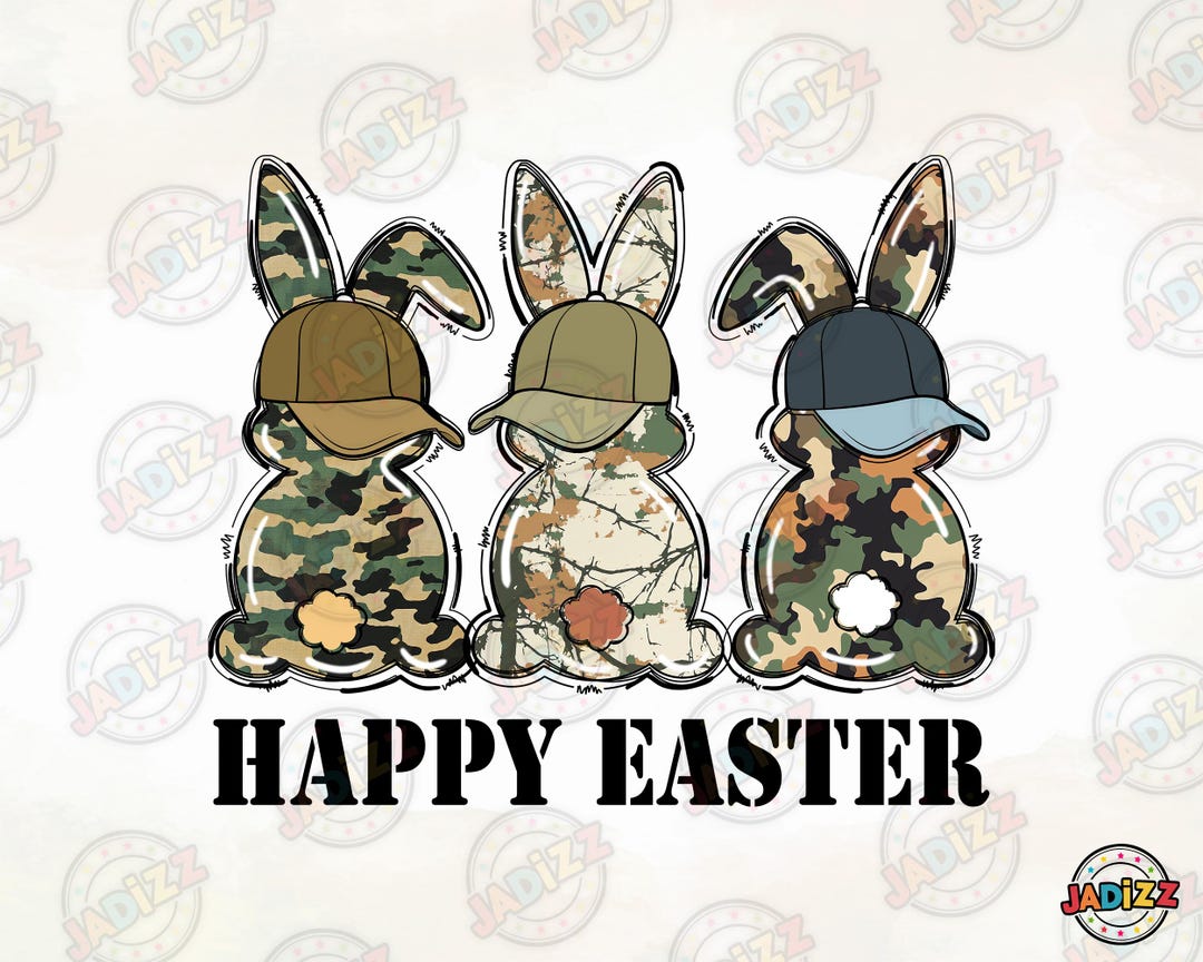 Happy Easter Camo Bunny Png, Egg Hunter Bunny Png, Camo Easter Bunny ...