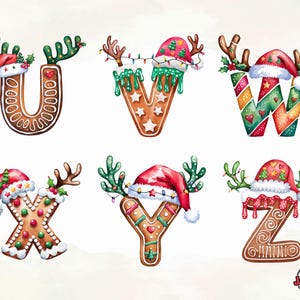 Gingerbread Reindeer Alphabet Clipart, Cookies Alphabet Clipart, 26 ...