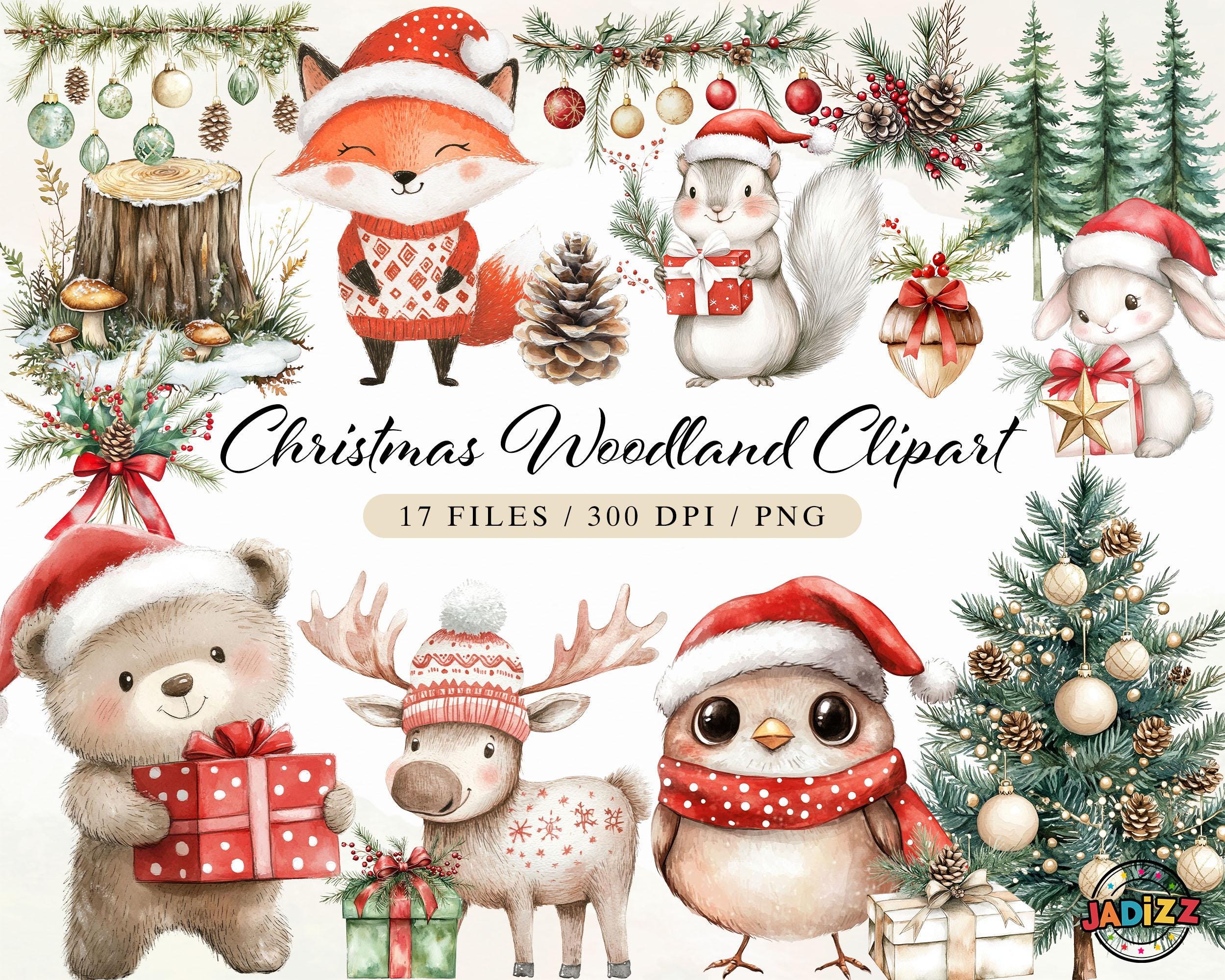 Christmas Woodland Clipart PNG Bundle, Christmas Shirt Design, PNG ...