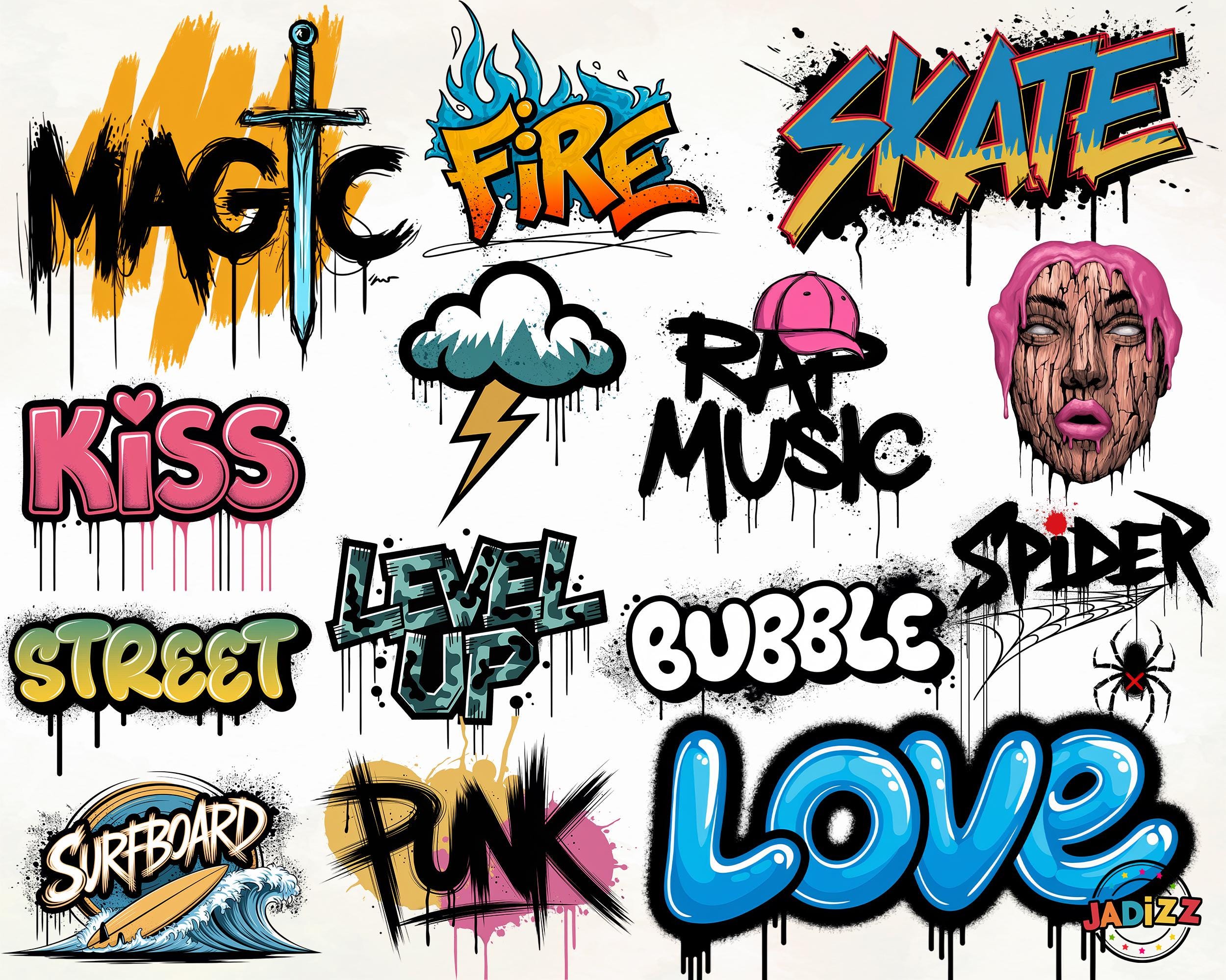 Wall Graffitis Clipart, Graffiti Art Bundle, Wall Street Graffiti ...