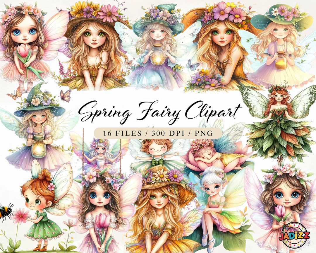 Spring Fairies Clipart, Enchanting Spring Fairy Graphics, Whimsical ...