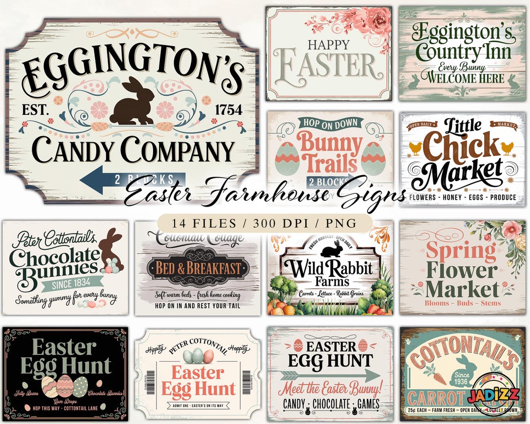 Easter Farmhouse Signs PNG, Farmhouse Easter Png Files, Vintage Easter ...