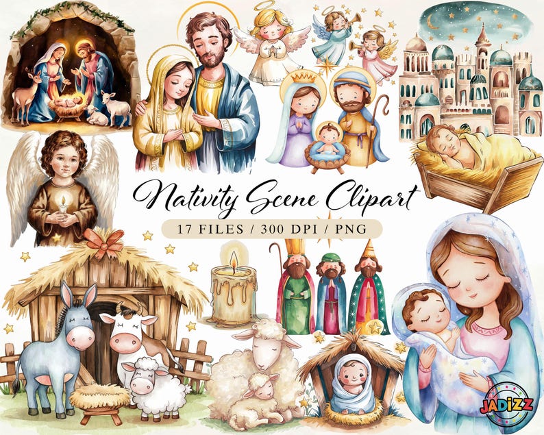 Nativity Scene Clipart PNG Bundle, Christmas Shirt Design, Xmas ...
