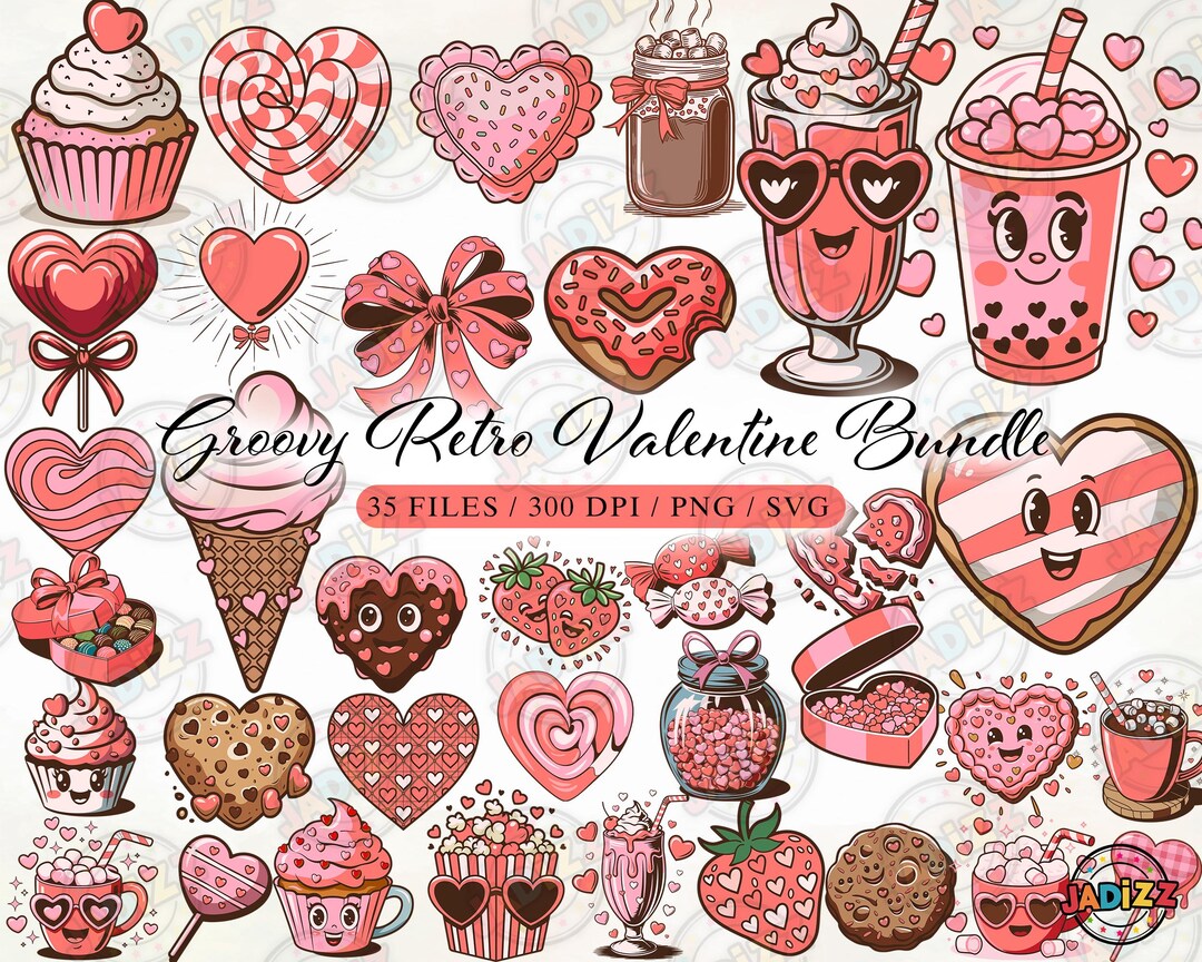 Valentines Treat Clipart, Groovy Retro Valentine Png, Love Png ...