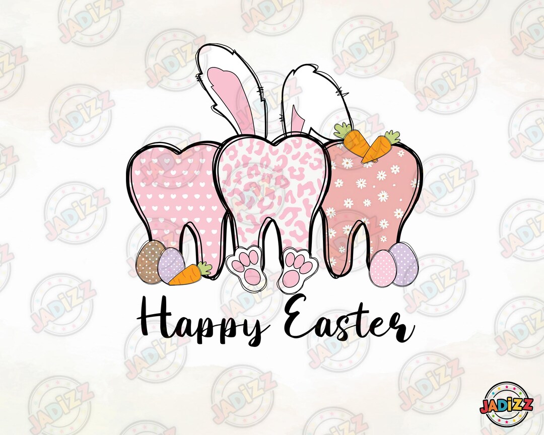 Dentist Happy Easter Png, Tooth Trio Leopard Cheetah Egg Bunny Rabbit ...