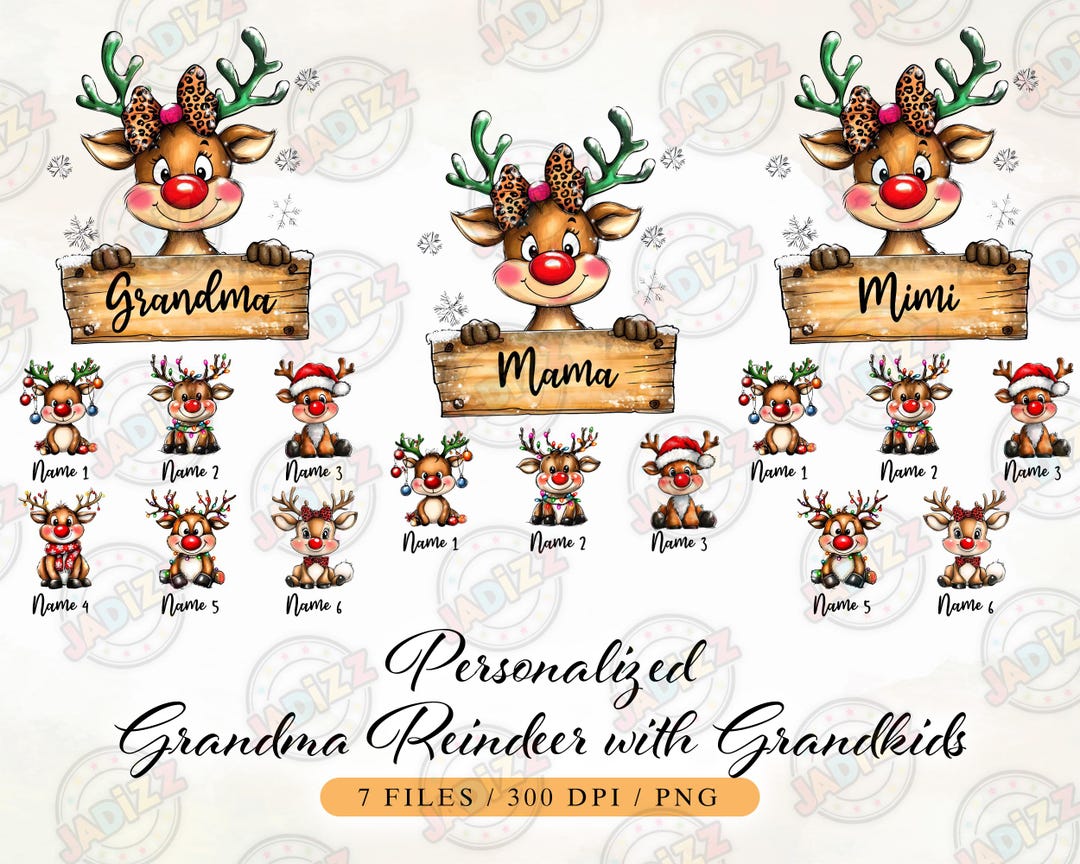 Personalized Grandma Reindeer With Grandkids Names Xmas,merry Christmas ...