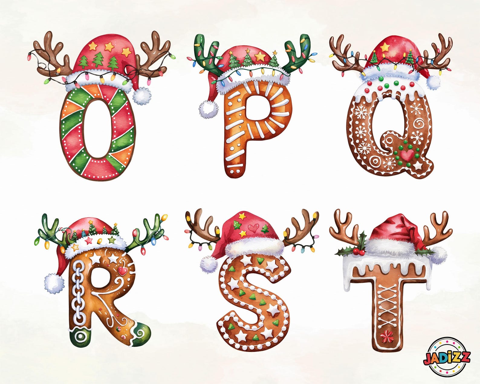 Gingerbread Reindeer Alphabet Clipart, Cookies Alphabet Clipart, 26 ...