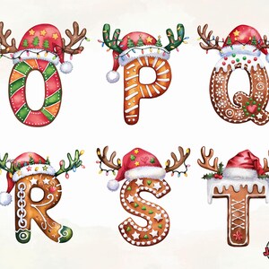 Gingerbread Reindeer Alphabet Clipart, Cookies Alphabet Clipart, 26 ...