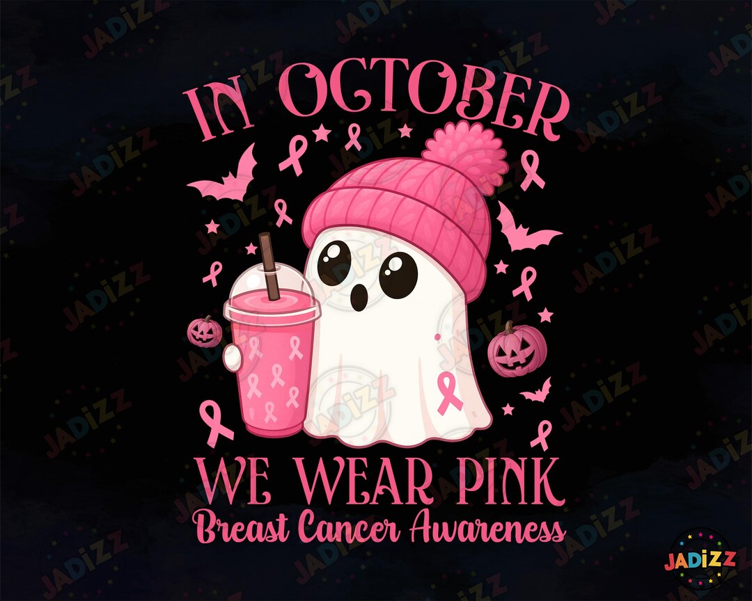 In October We Wear Pink Ghost SVG PNG – Cute Halloween Breast Cancer ...