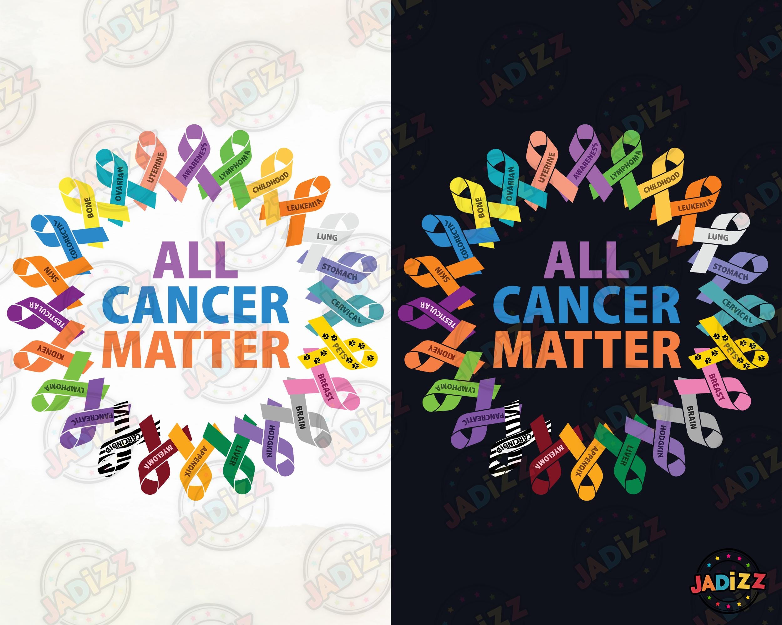 All Cancer Matters SVG PNG, Fight Cancer, Multicolor Ribbon for Cancer ...