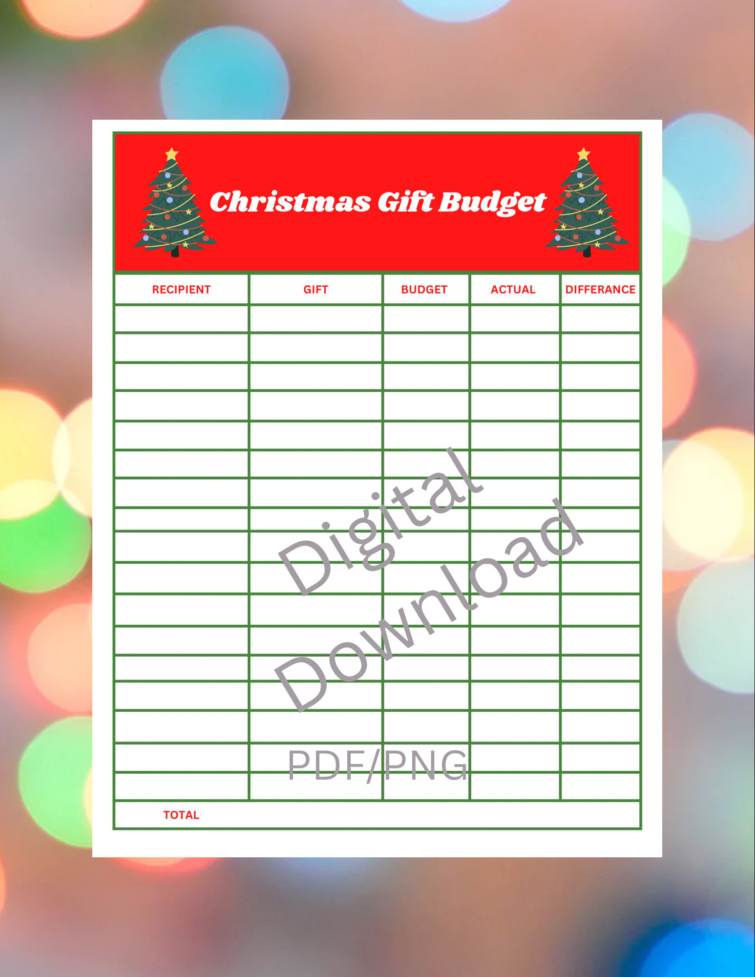 Christmas Gift Budget Planner Spreadsheet Gift Budget List - Etsy